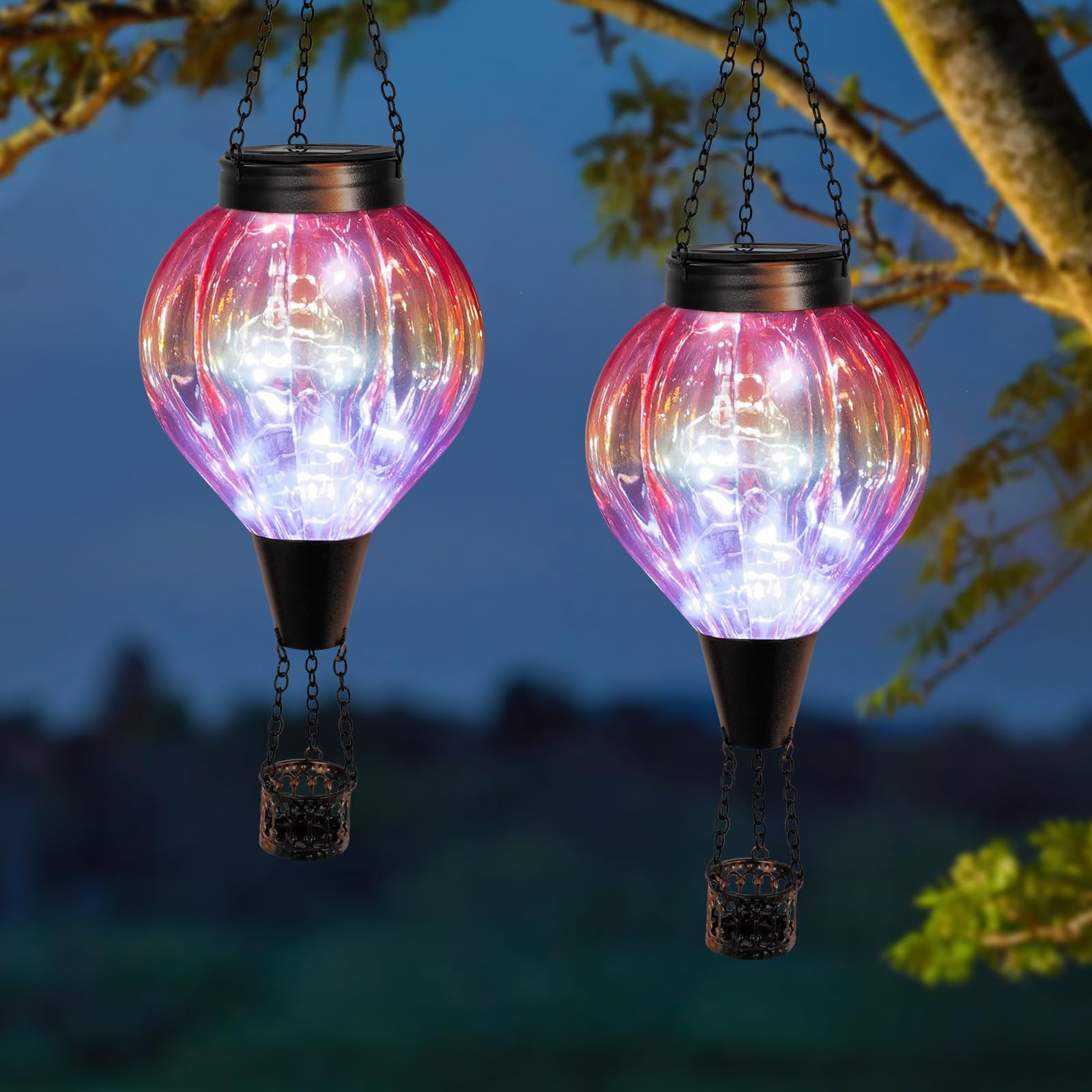 DREAMSKIP 2PC Hot Air Balloon Solar Lantern Outdoor Waterproof ...