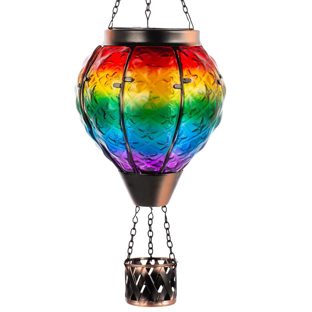 DREAMSOUL Rainbow Hot Air YPF5 Balloon Solar Lantern, Metal & Glass ...