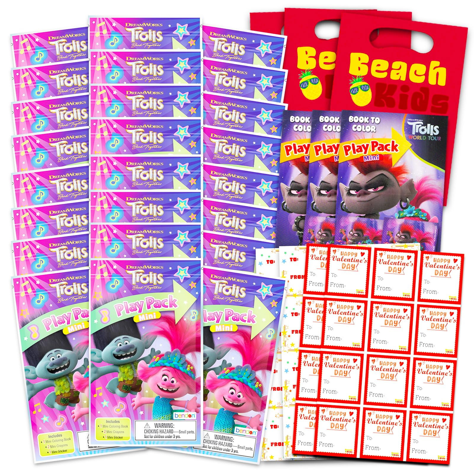DREAMWORKS TROLLS Valentine's Day Classroom Gift Exchange Bundle - 24 ...