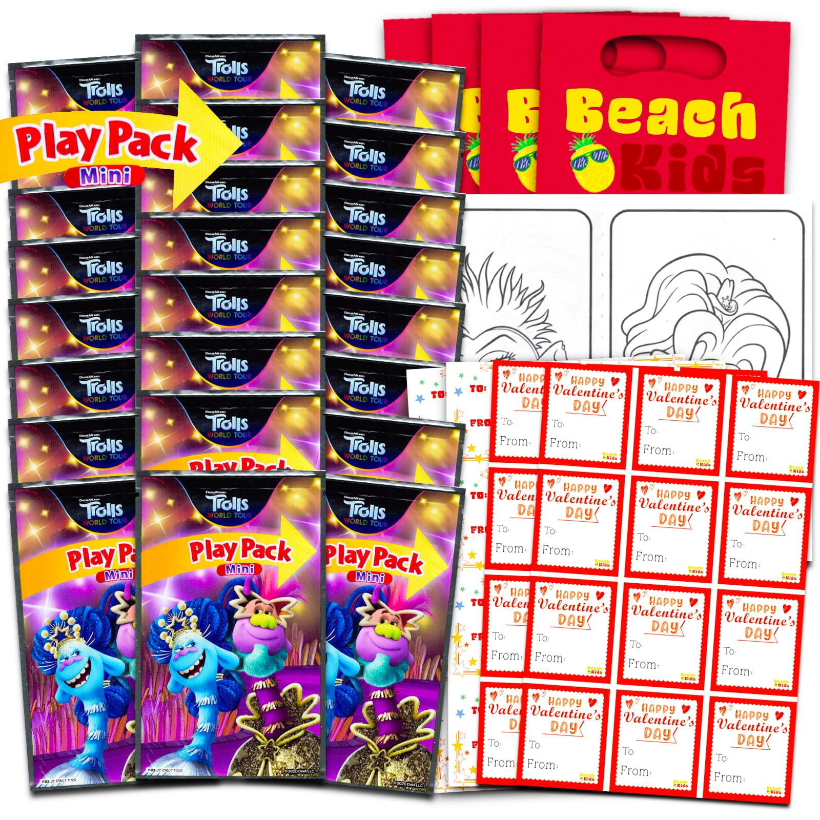 DREAMWORKS TROLLS Valentine's Day MMF7 Classroom Gift Exchange Bundle ...