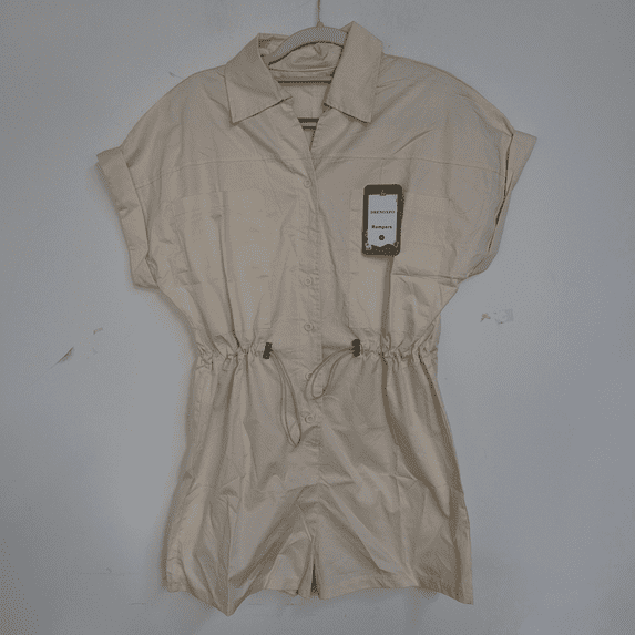 DRENOXPO Rompers, Drawstring Waist Casual Button Down Jumpsuit Shorts ...