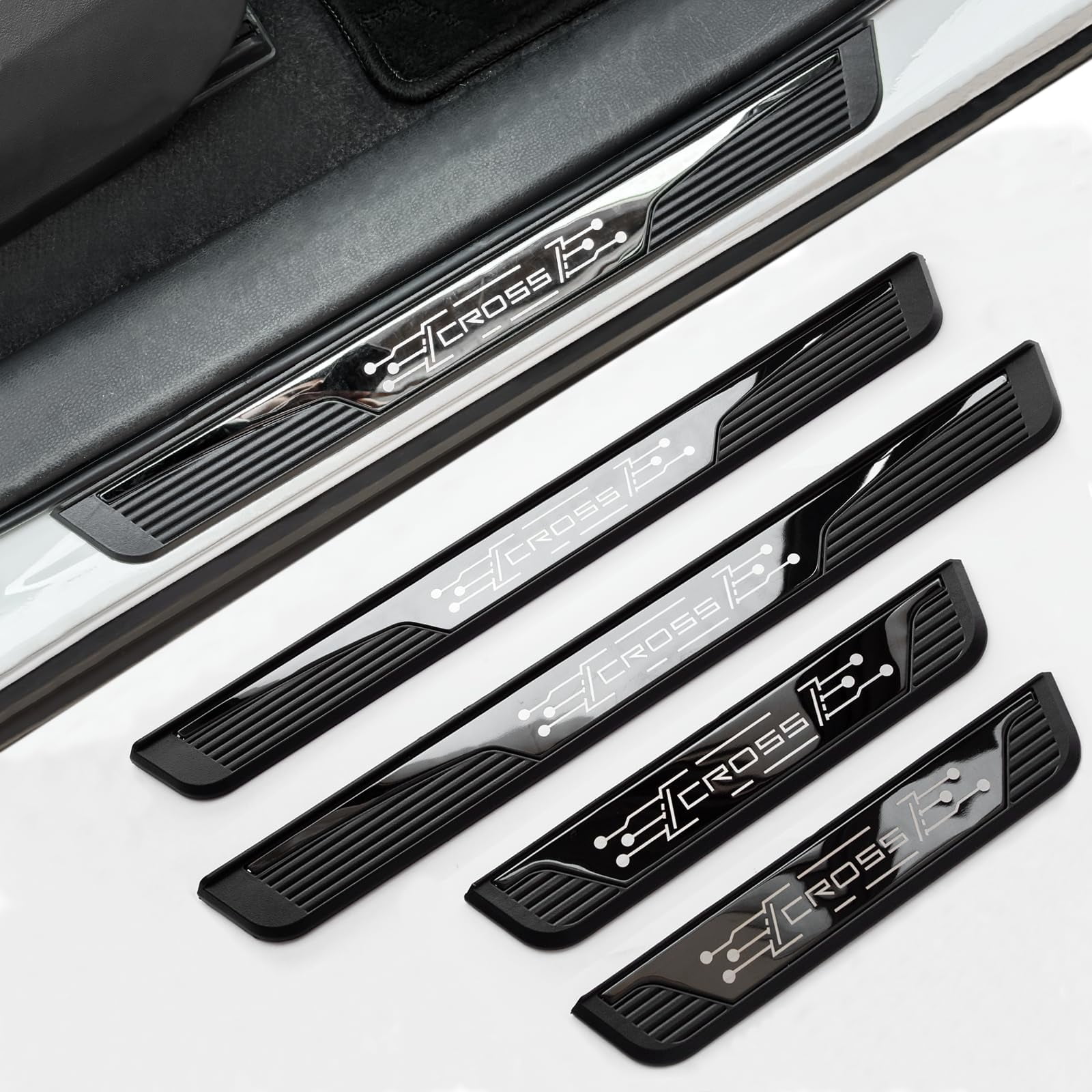 DREOOCAR 4Pcs Stainless Steel MMF7 Door Sill Protector Cover Guard ...