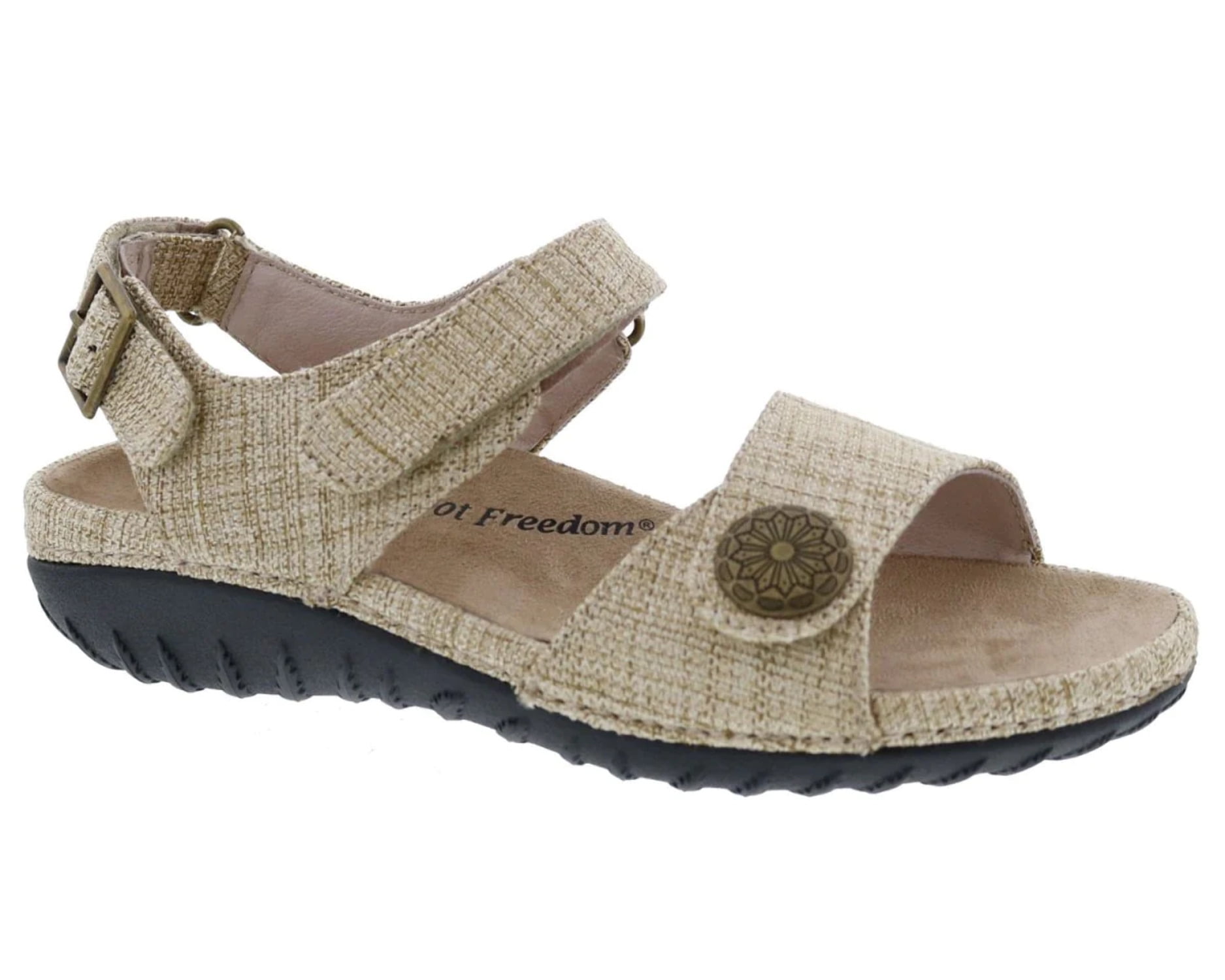 Drew Workaround Women Hook And Loop Sandal In Natural Fabric - Walmart.com