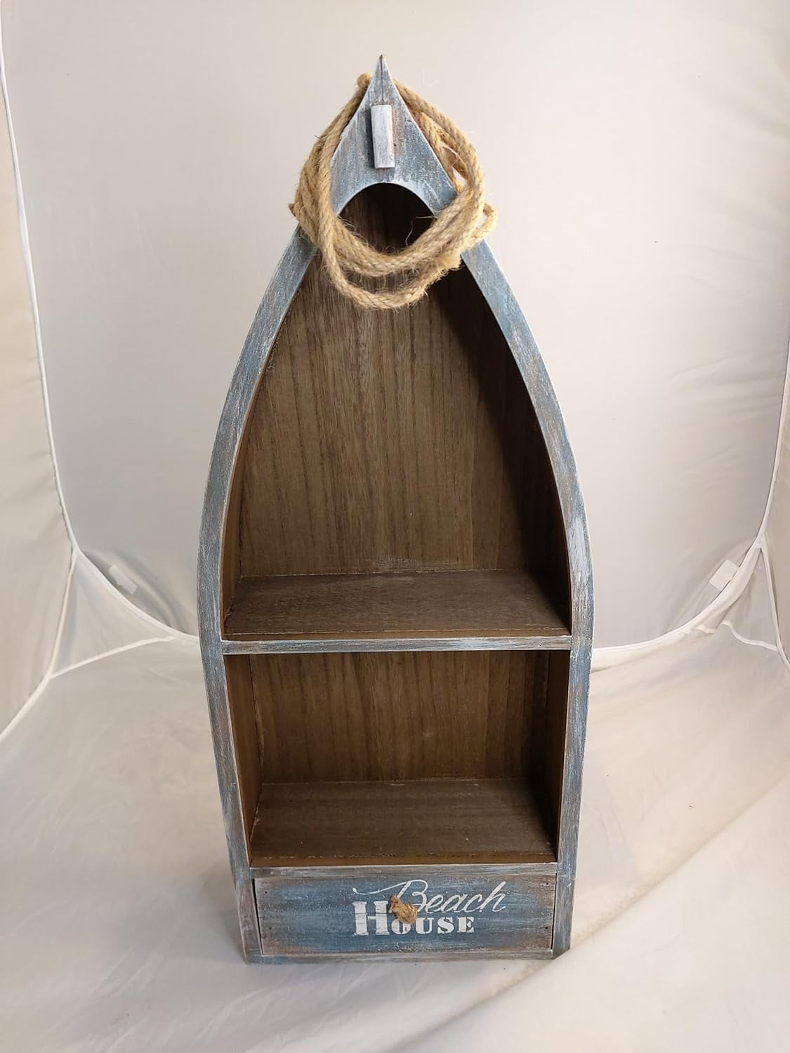 DRH - Nautical Distressed Wood Boat Shelf with Drawer - Standing Boat ...