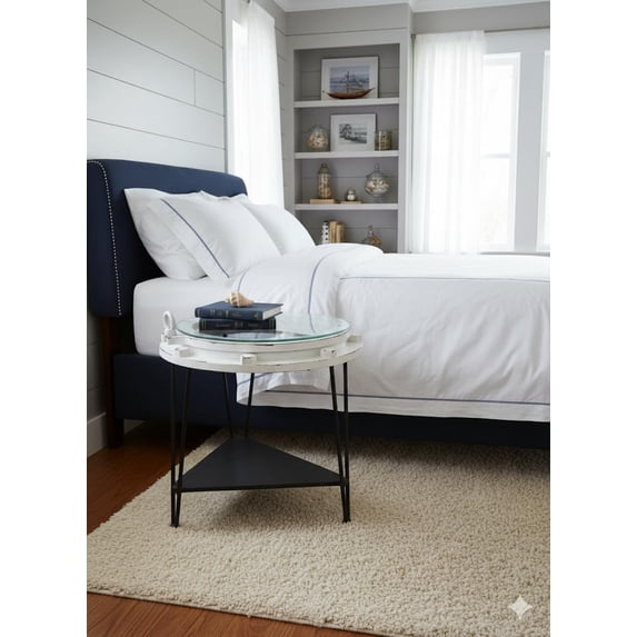 DRH - Nautical Wood Ship Porthole Table - Distressed White Color with ...