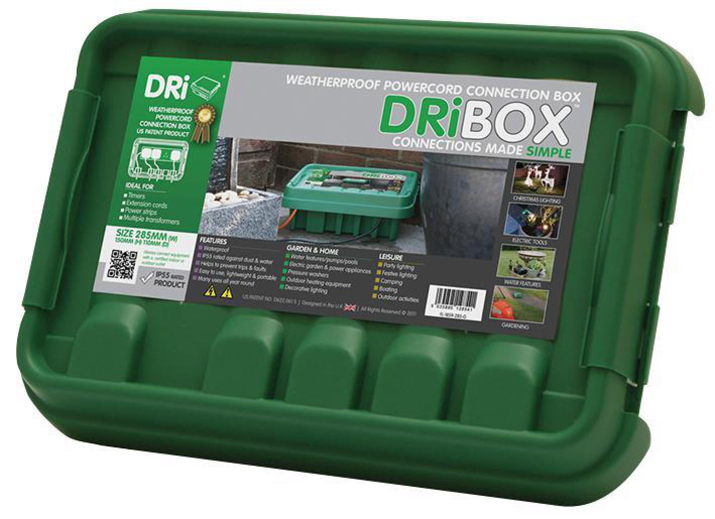 DRIBOX - IP55 Weatherproof PowerCord Connection Box Green 110 x 150 x ...