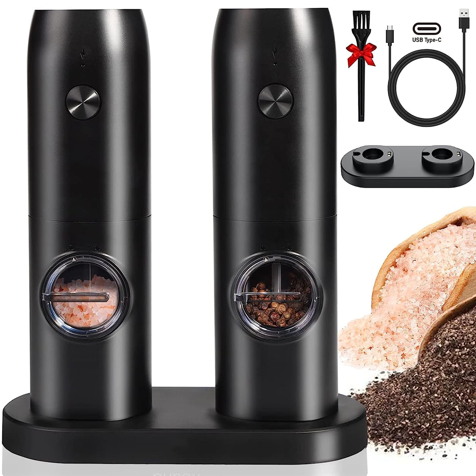 DRIDOUAM Electric Salt and Pepper Grinder Set, USB Rechargeable, LED ...