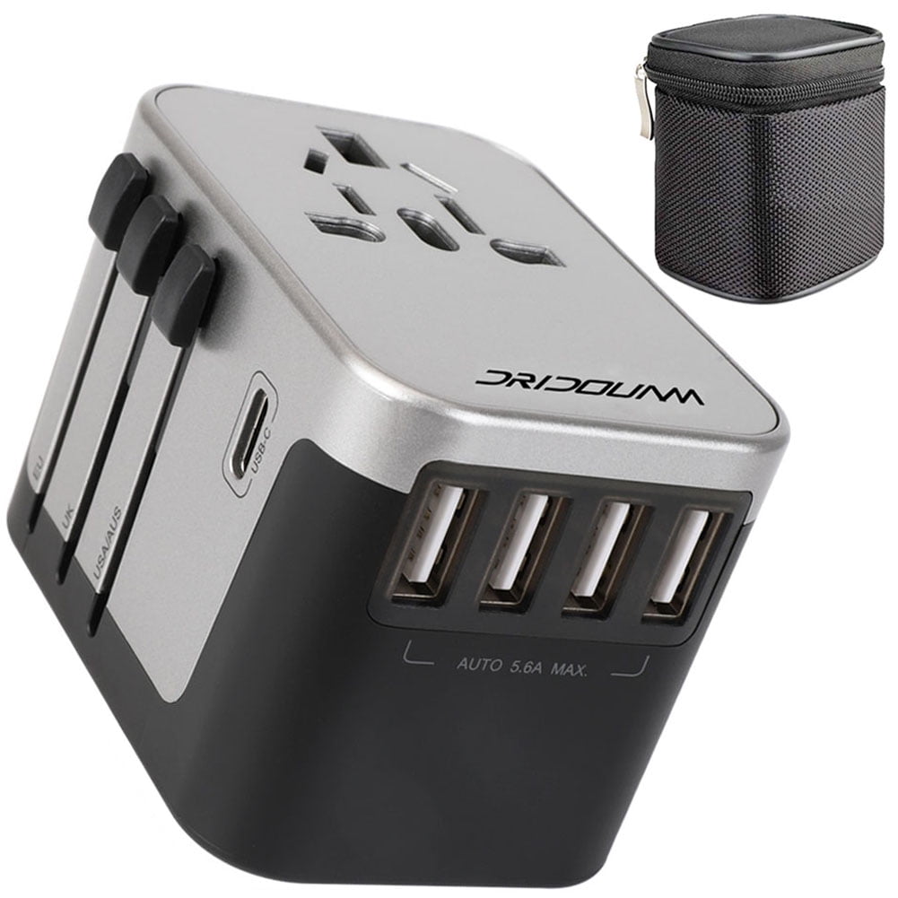 DRIDOUAM All in One Universal Travel Adapter Worldwide Power Adapter 5.6A Output Make Charging ...