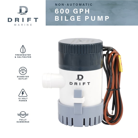 D DRIFT ALL THINGS WATER 600GPH Non-Automatic Submersible Bilge Pump ...