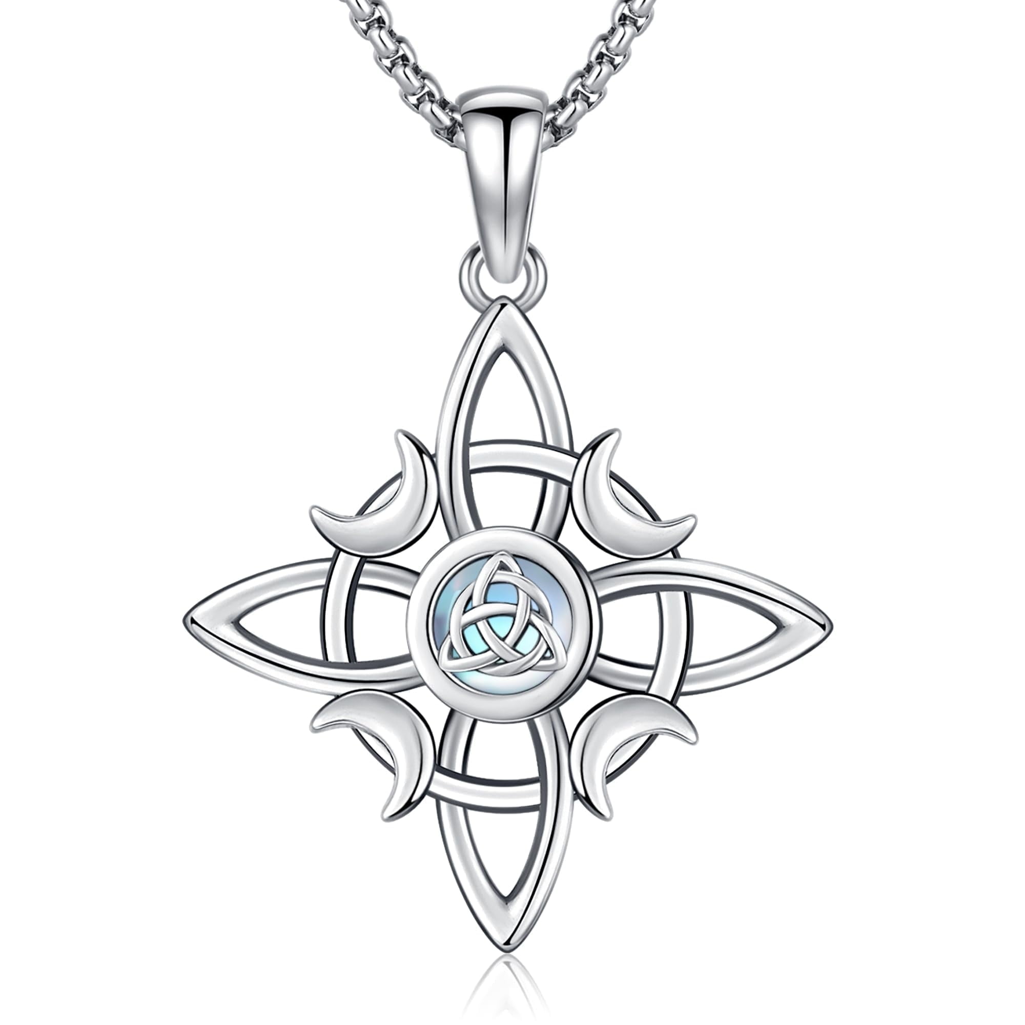 DRINSPER Celtic Knot Witches Knot Necklace for Women with Moonstone ...