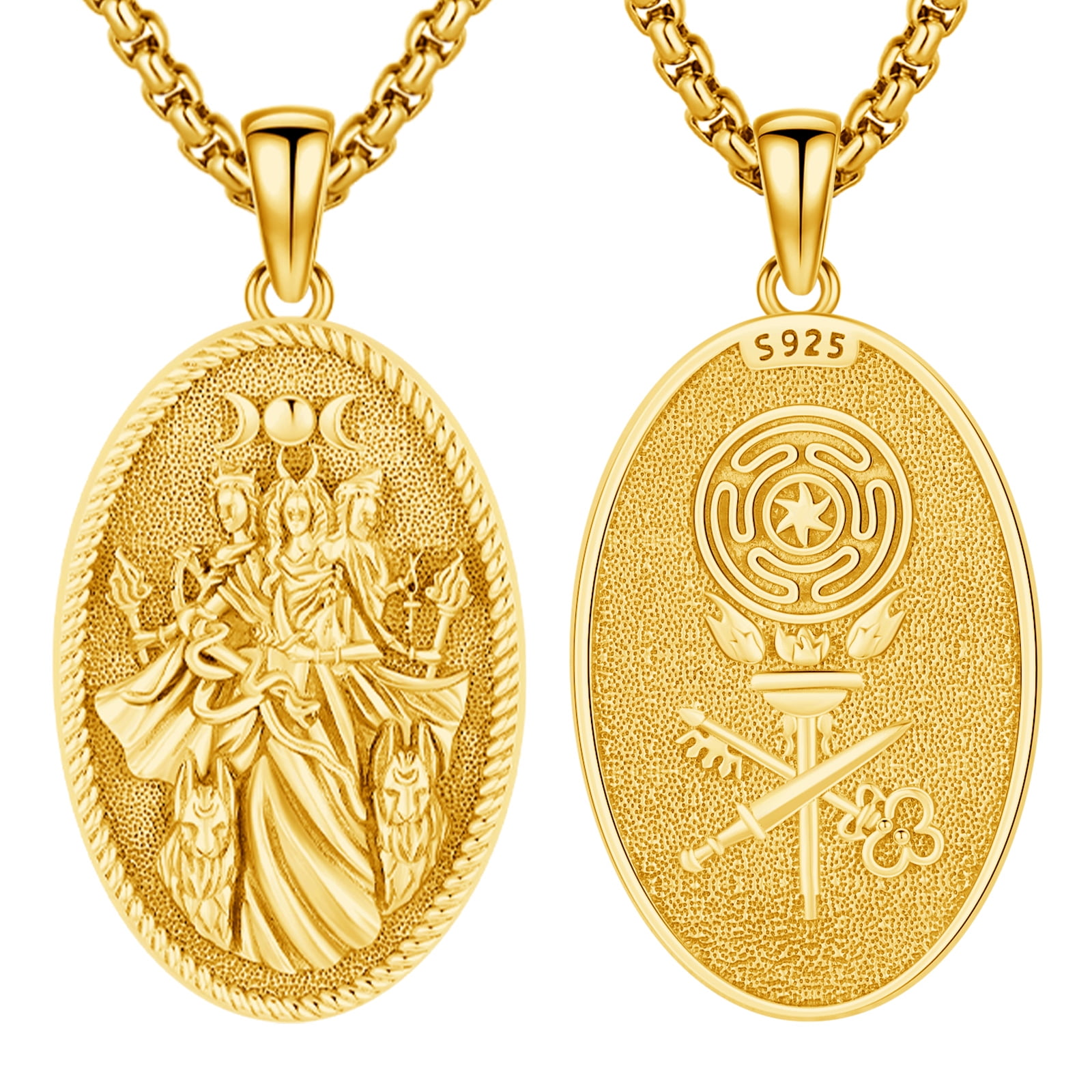 DRINSPER Hecate Necklace 925 Sterling Silver Goddess of Witches Magic Hekate Pendant Necklace ...