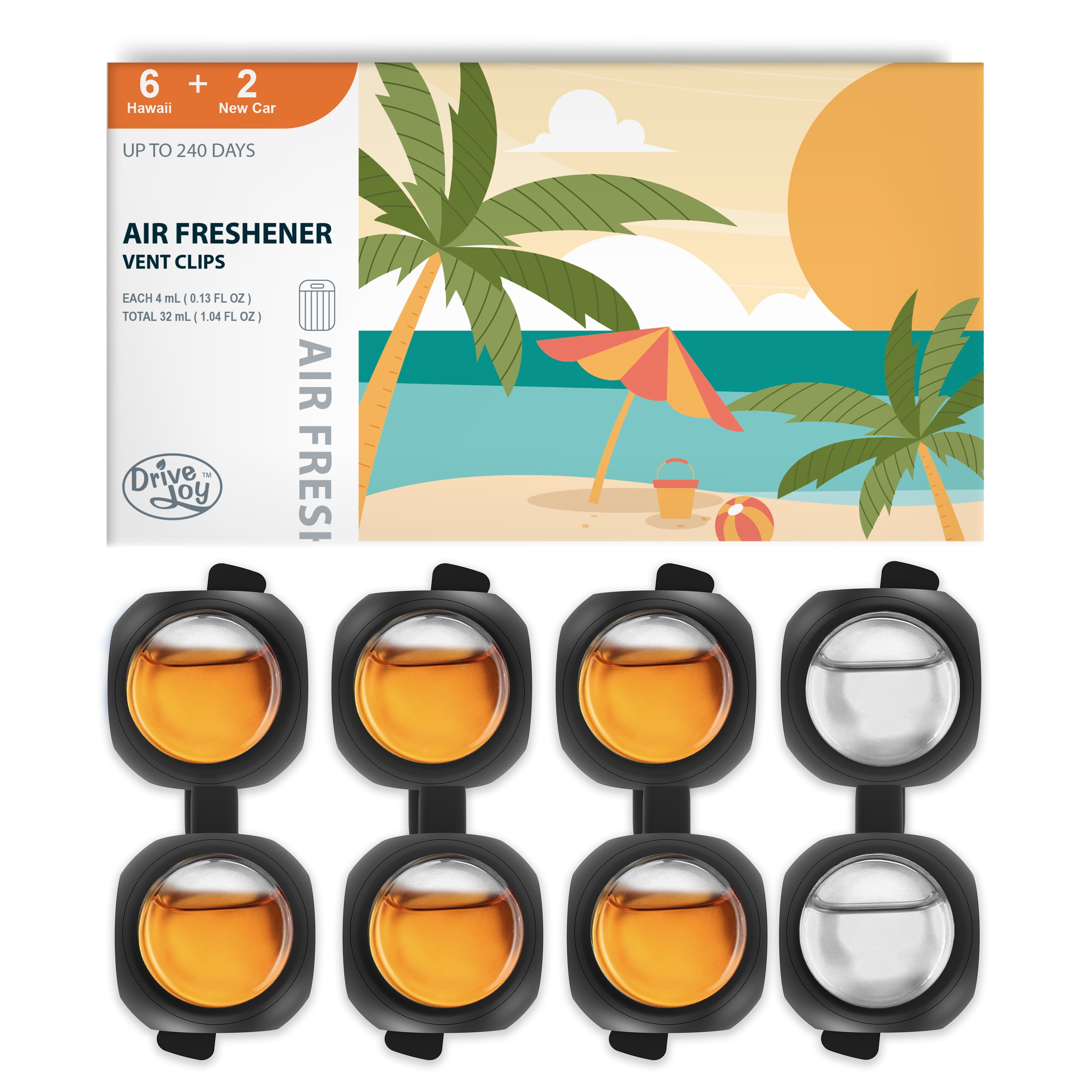 DRIVEJOY Auto Air Freshener Vent Clips, 8PK, 6 Hawaiian, 2 New Car, 240 ...