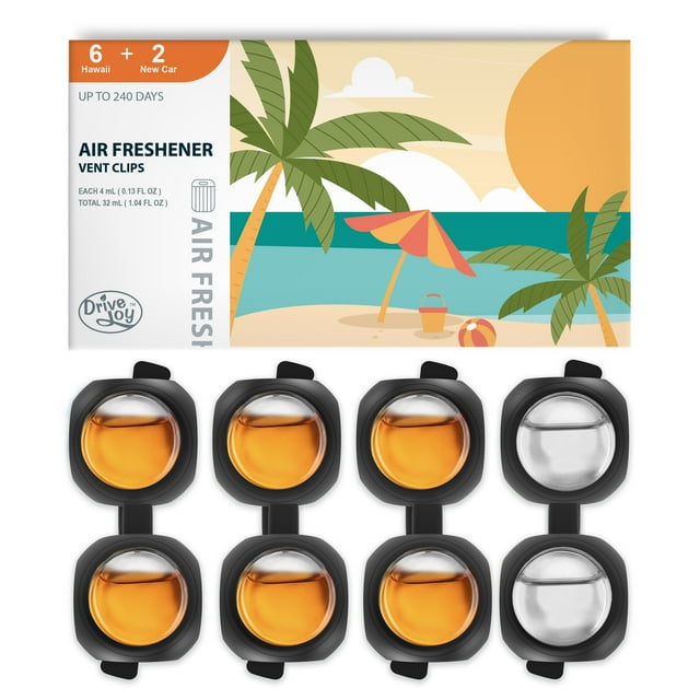 DRIVEJOY Auto Air Freshener Vent Clips, 8PK, 6 Hawaiian, 2 New Car, 240 ...