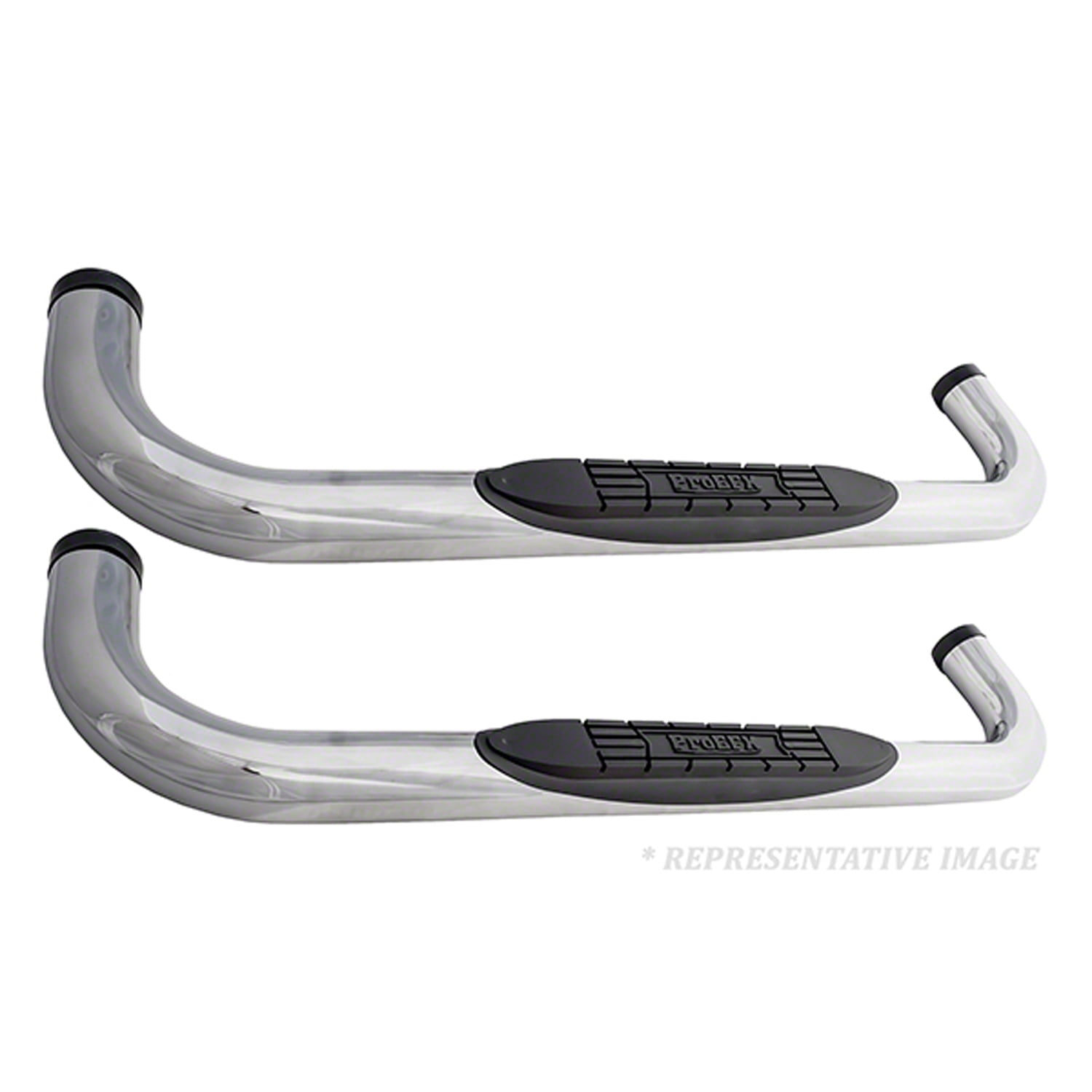 DRIVER AND PASSENGER SIDE PAIR OF ROUND STAINLESS STEEL NERF BARS FOR ...