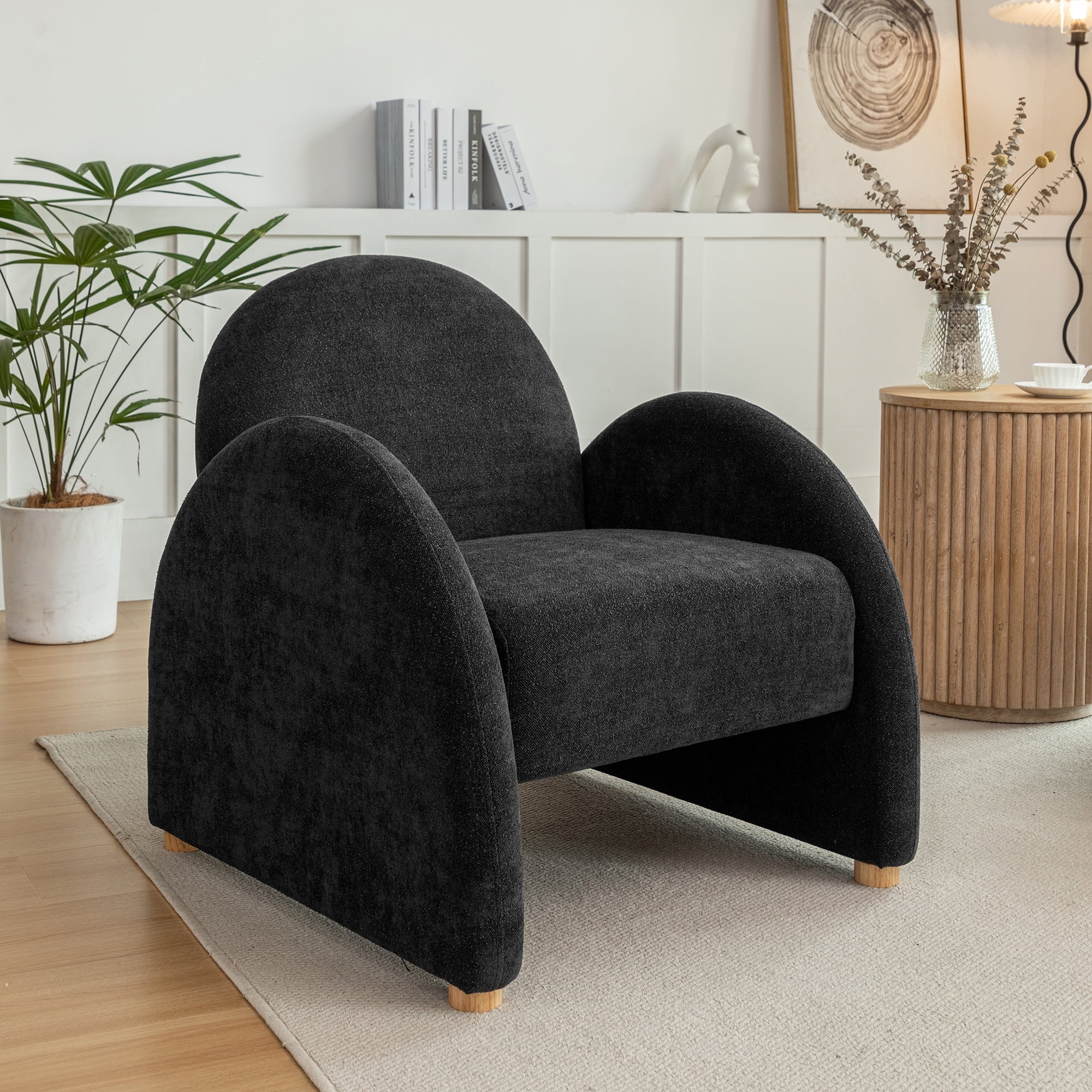 DRKAT Modern Accent Chair, Upholstered Boucle Arm Single Sofa, Comfy ...