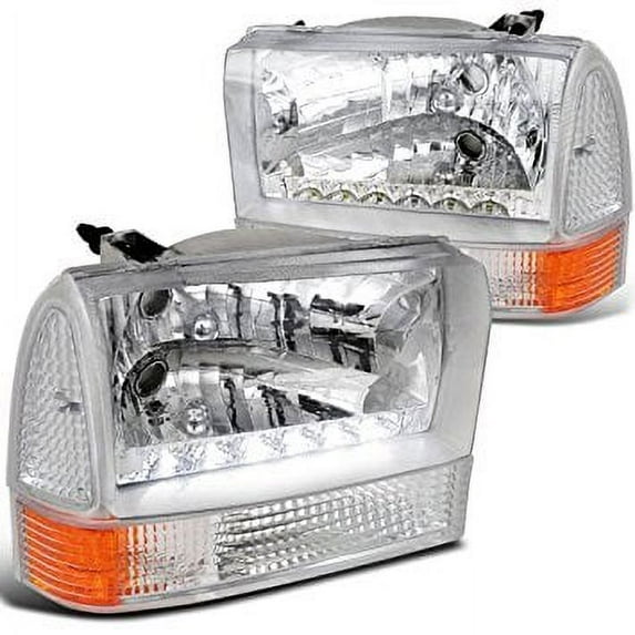 DRL LED Light Strip Headlight Head Lamp Signal Light Combo Chrome ...