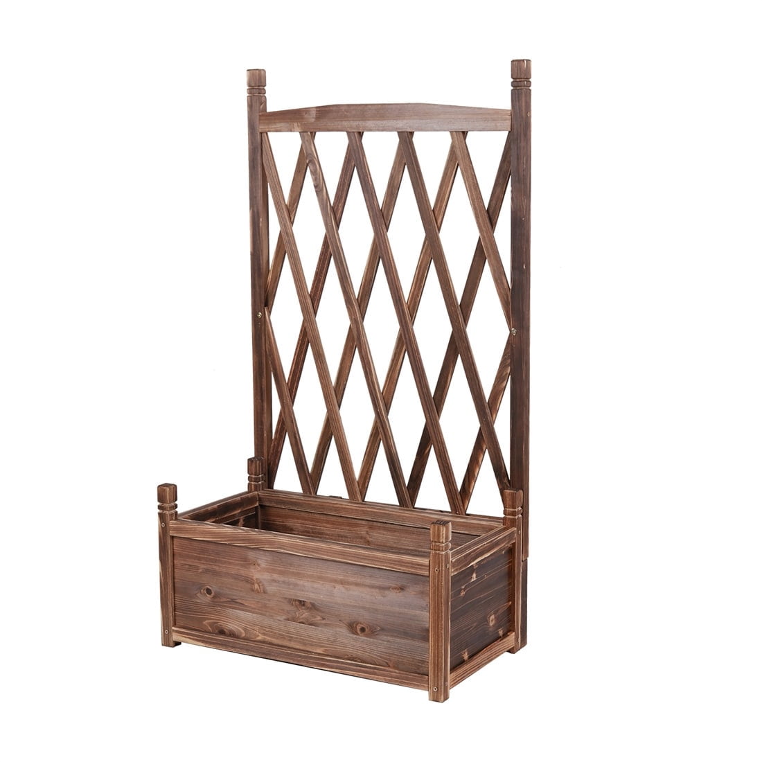 DRL9300WA Solid Wood Planter Box with Trellis Weather-Resistant Outdoor ...