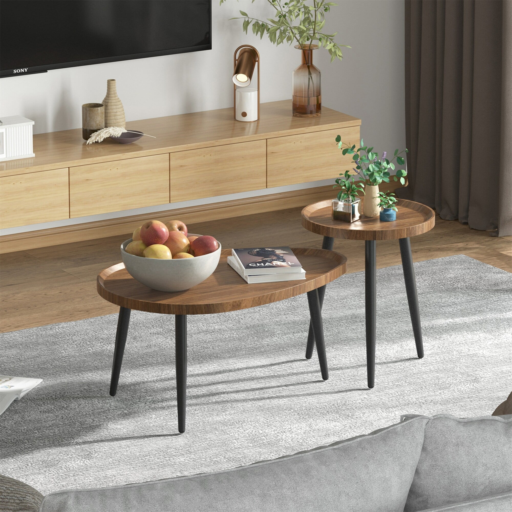 DRL9888WA Modern Round Coffee Table Accent Nesting Tables Living Room ...