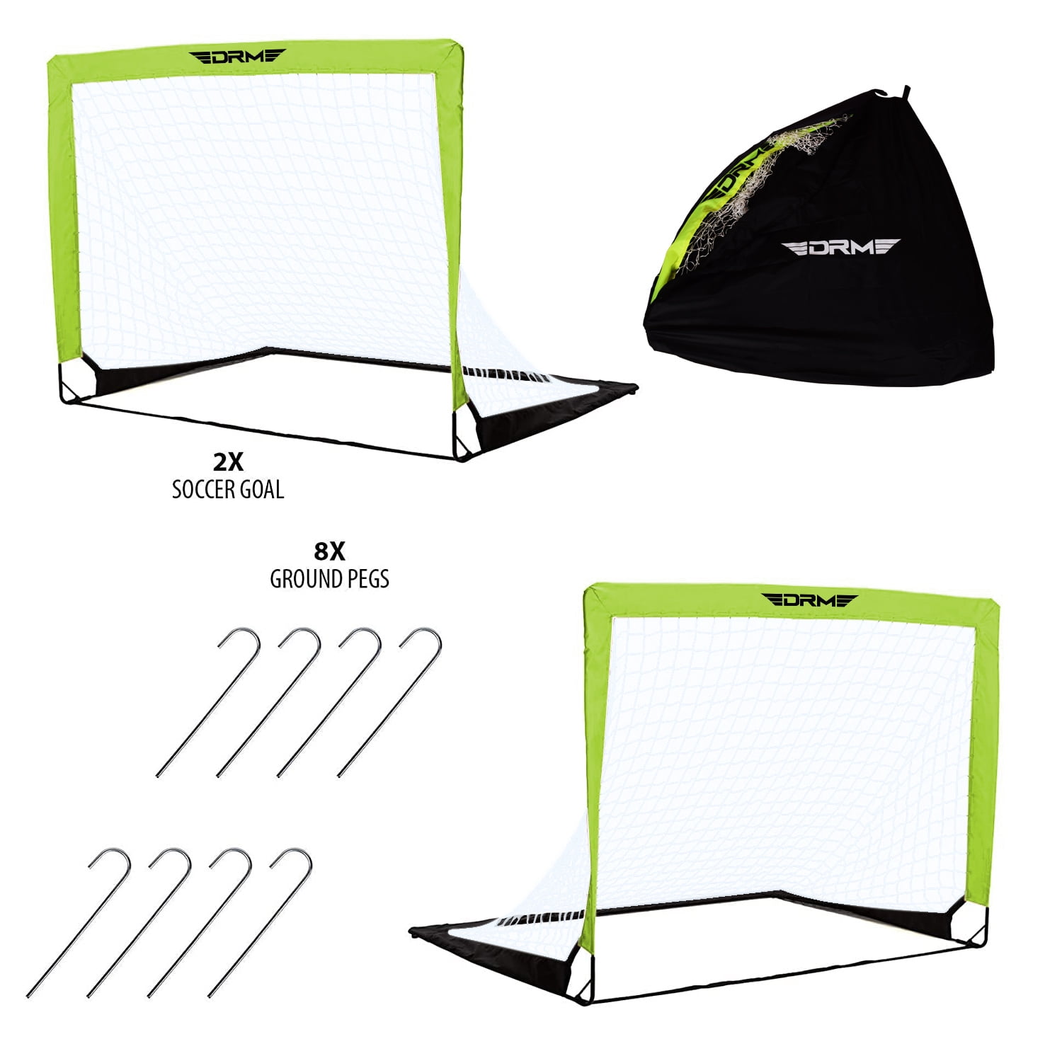 DRM Portable Soccer Goals Set of 2 Soccer Goal Nets Instant Set-up and ...