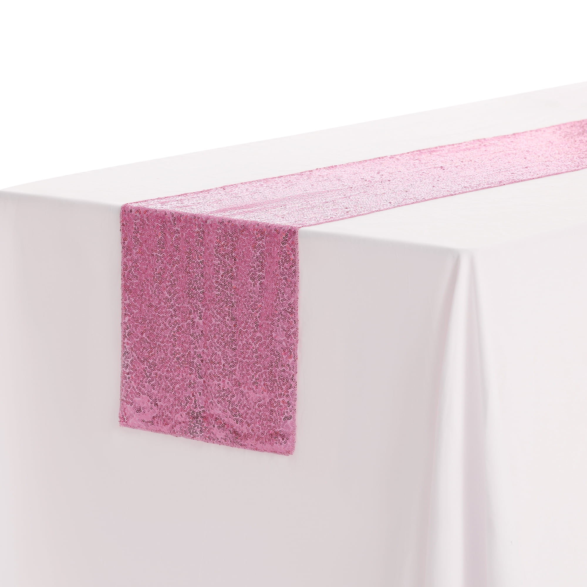 DRMHM 1 Pack Sparkly Sequin Table Runner for Dining Table Rose Pink 12 ...