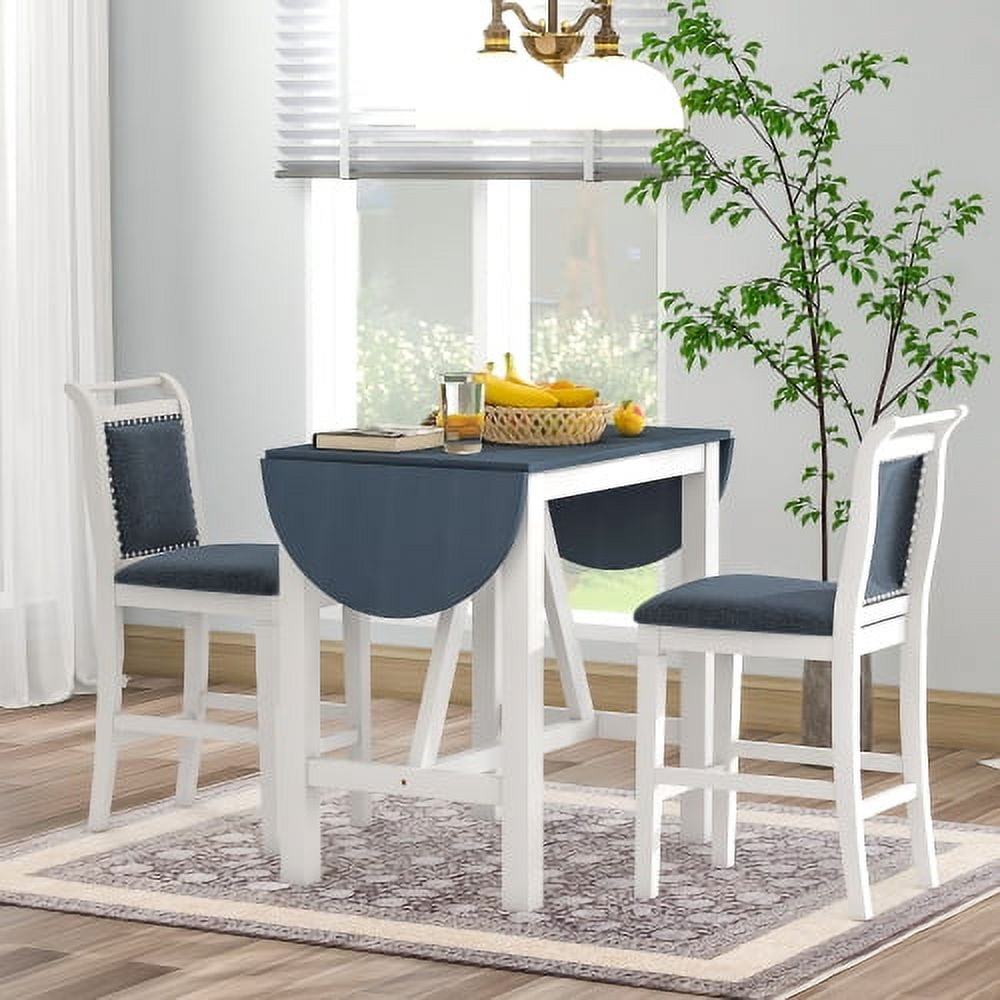 DRNANLIT 3-Piece Wood Counter Height Drop Leaf Dining Table Set with 2 ...