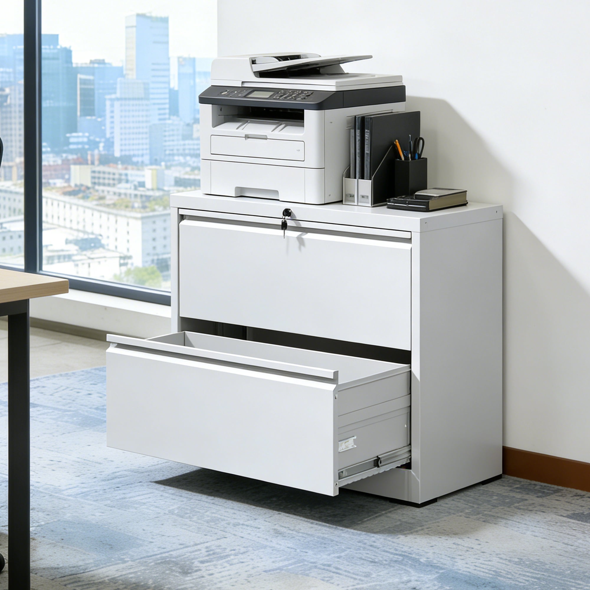 DRNANLIT 35.4 Inch Locking Lateral File Cabinet, Heavy Duty Metal ...