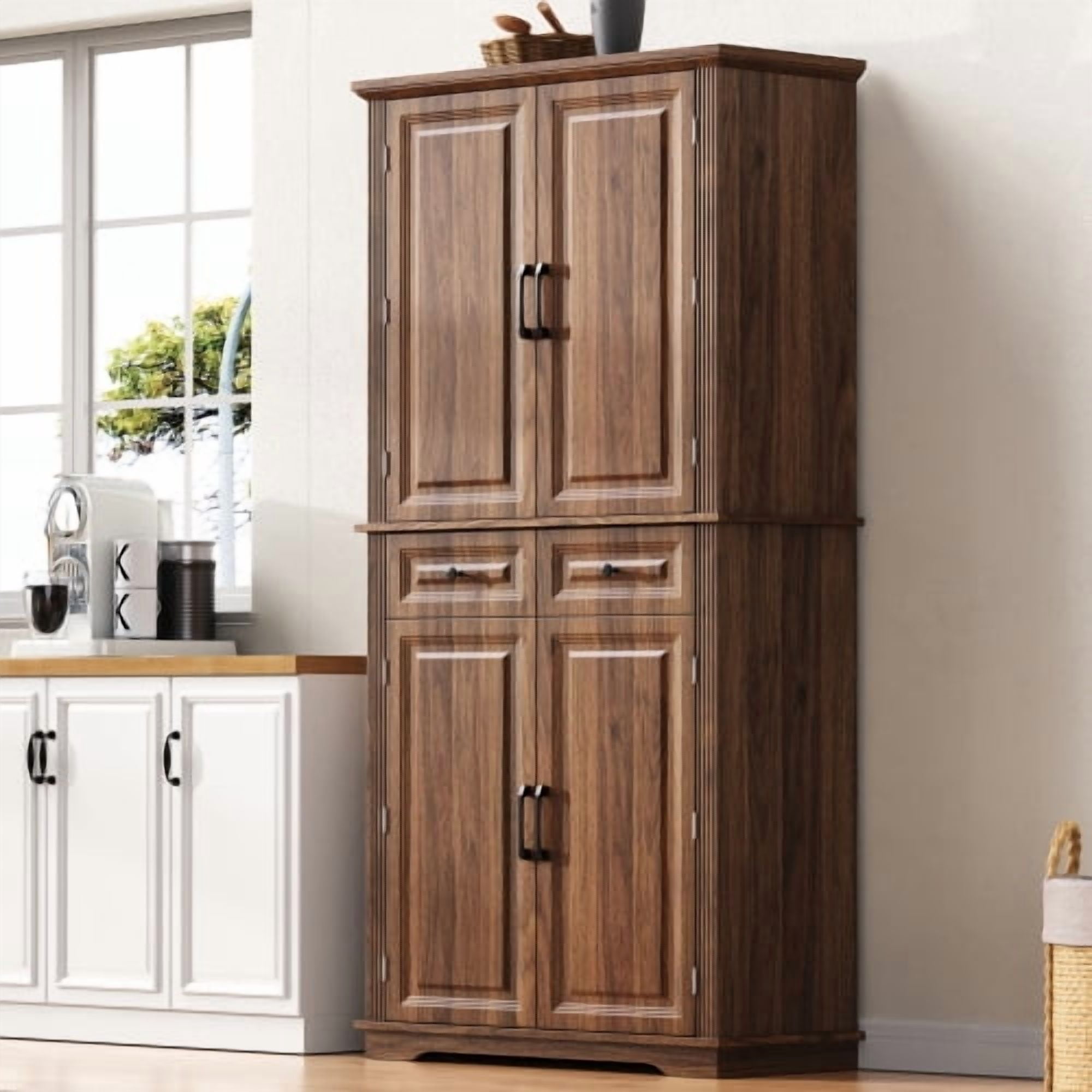 DRNANLIT 71" Tall Kitchen Pantry Cabinet with 3 Pull Out Organizers ...