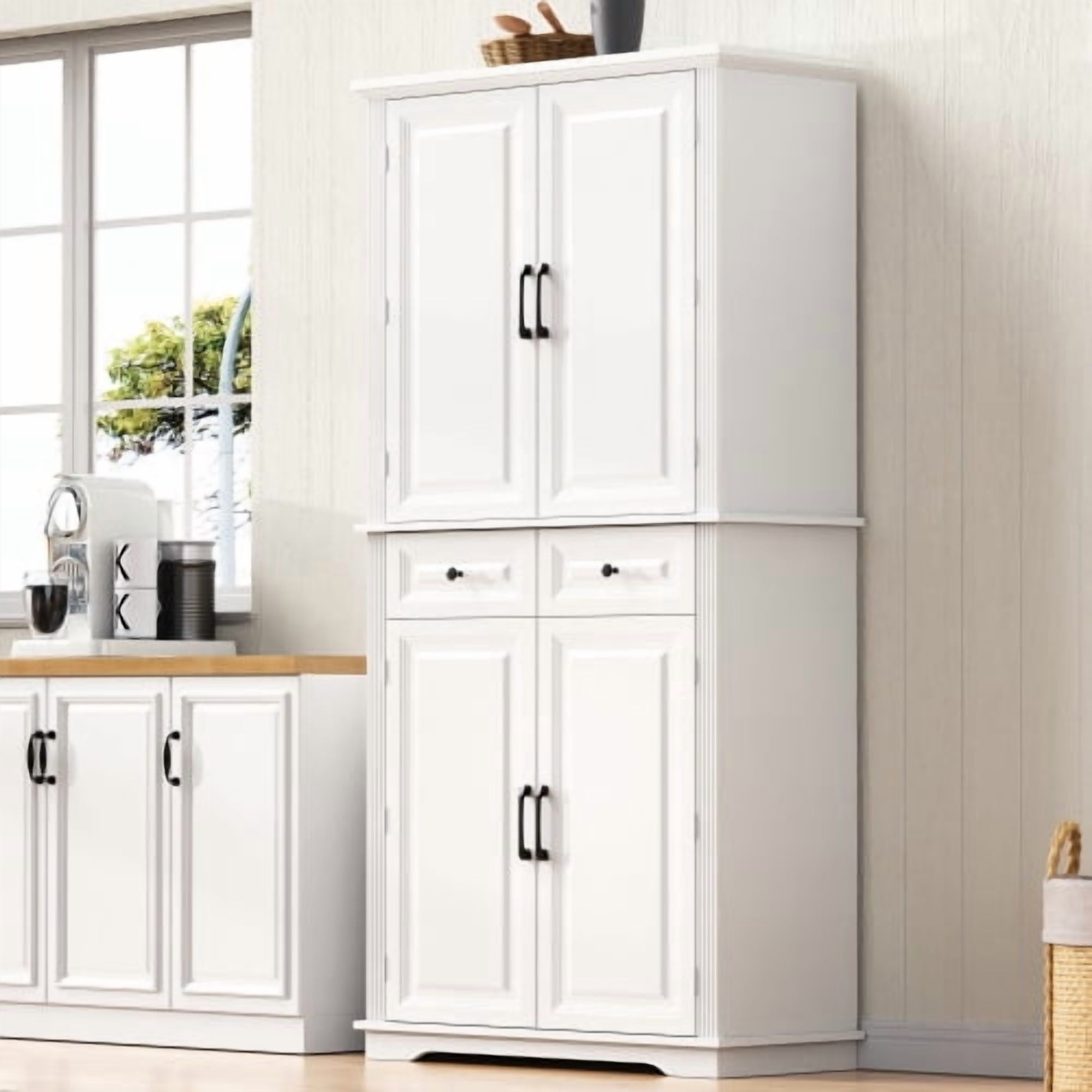 DRNANLIT 71" Tall Kitchen Pantry Cabinet with 3 Pull Out Organizers ...