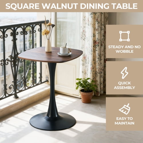 DRNANLIT Dining Table, 23.62 Inch Round Pedestal Table, Black and Dark ...