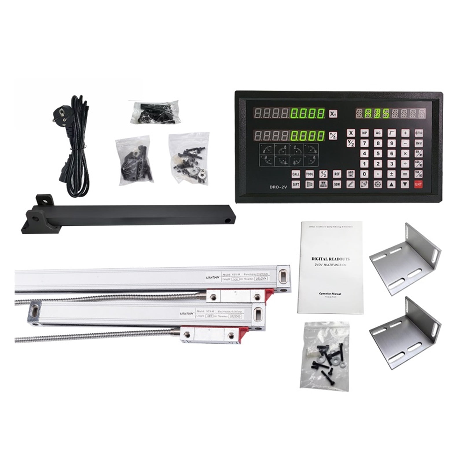 DRO-2V Digital readout Display AC90-260V & 2 Pieces 0-1000mm Linear ...