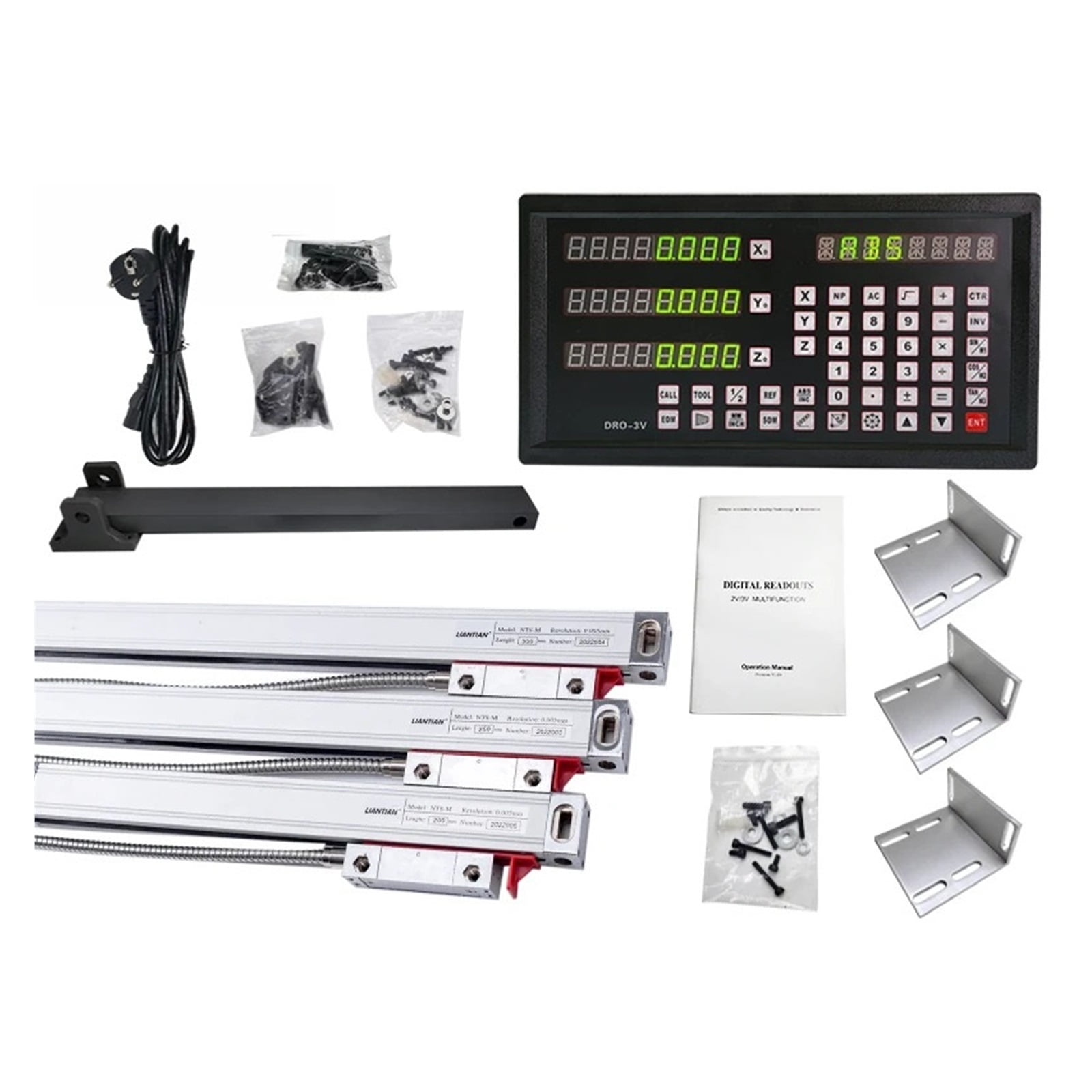 DRO-3V Digital readout Display and 3 Pieces 0-1000mm Linear scales ...