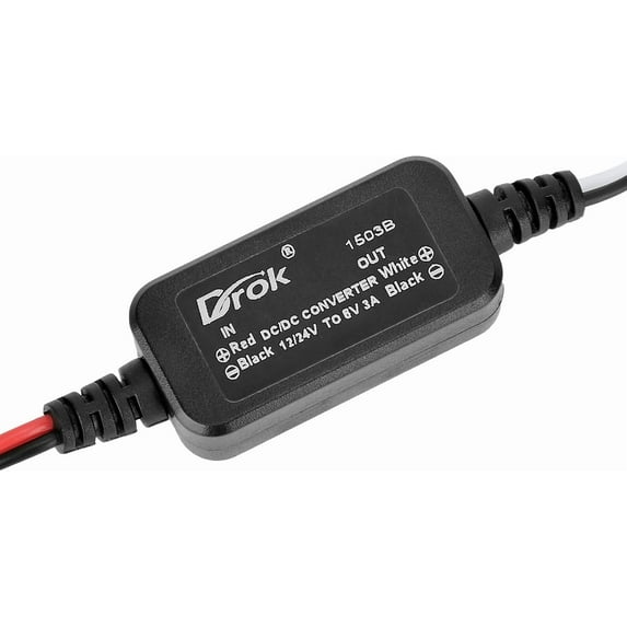 DROK 12V to 6V Step Down Converter, DC 11-32V to 6V 3A Buck Converter ...