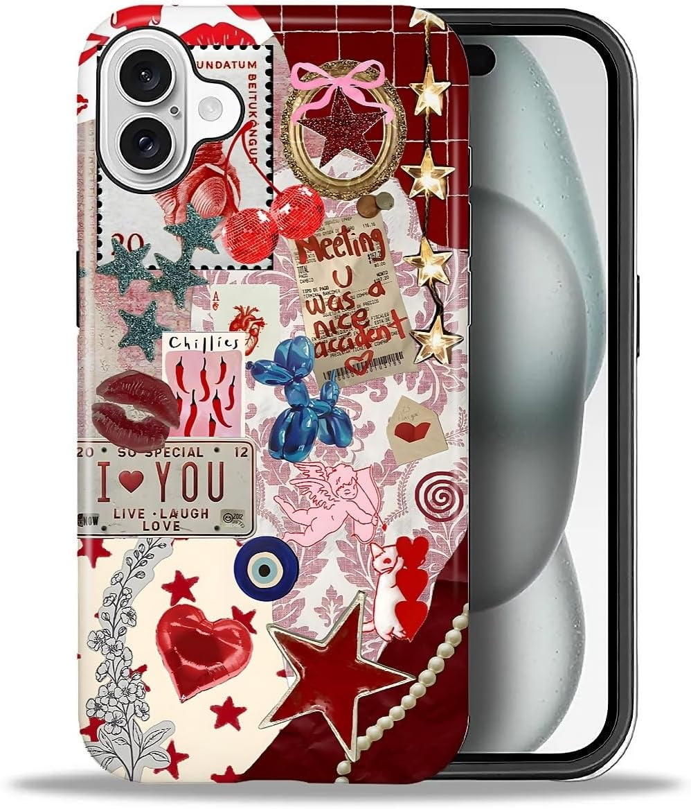 DRQSFA-Case for iPhone 16 Plus,Mixed 2 Layer Design Shockproof Soft TPU ...