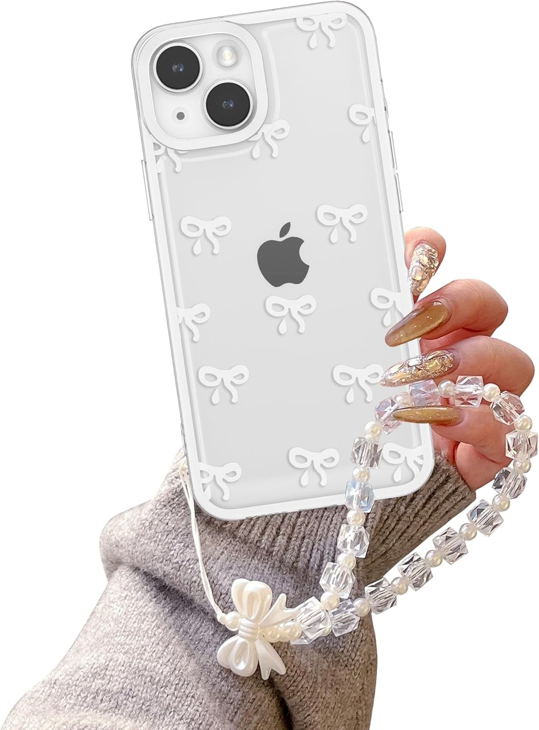 DRQSFA-Case for iPhone 14, Clear Cute Ribbon Bowknot Aesthetic Phone ...