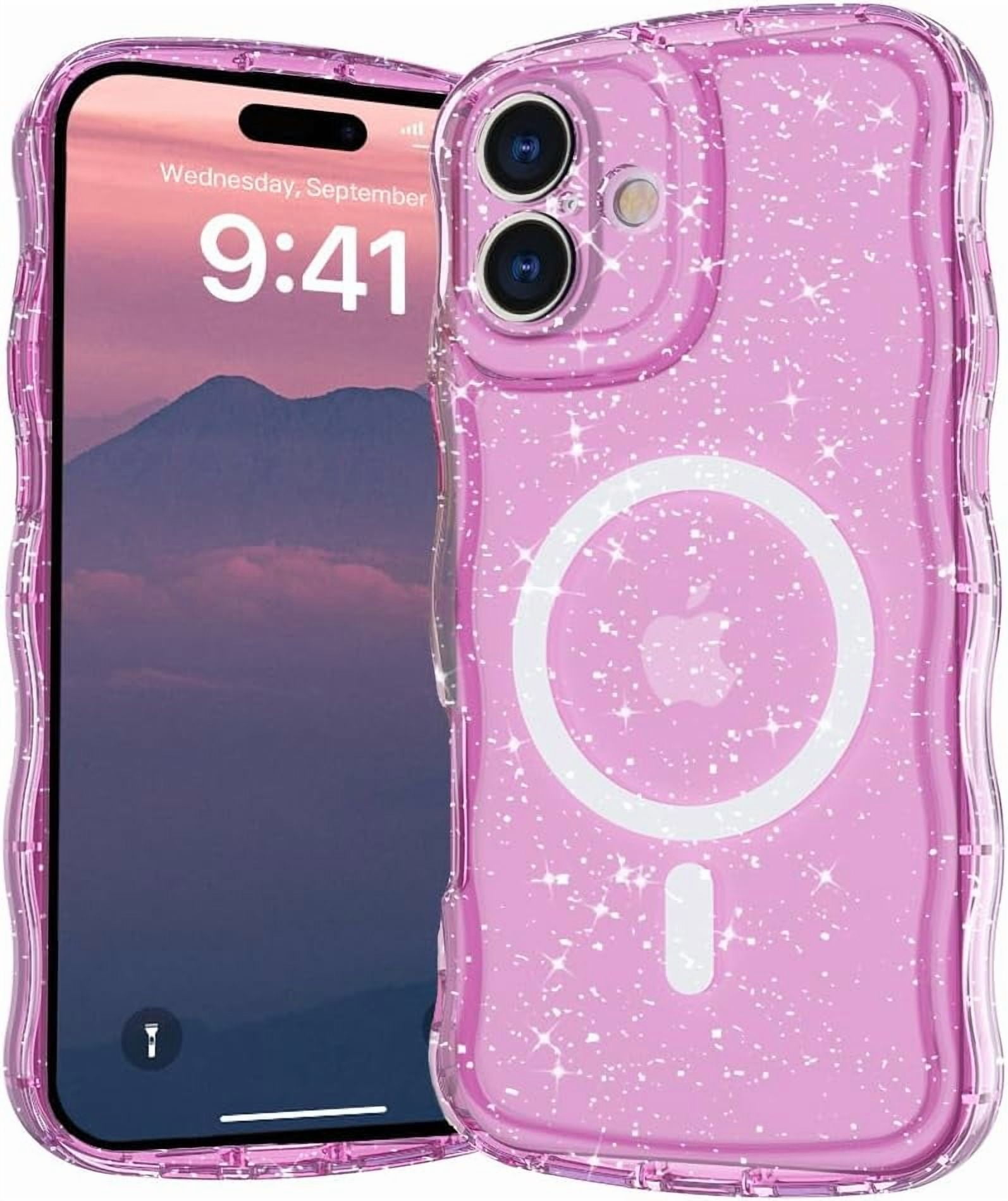 DRQSFA-Case for iPhone 16,Compatible with MagSafe,Magnetic Clear Curly ...