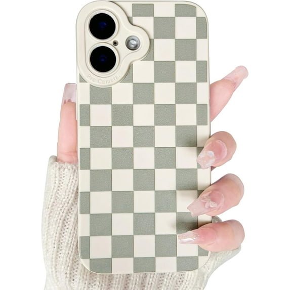 DRQSFA-Compatible for iPhone 16 Plus Case Cute Checkerboard Lattice ...