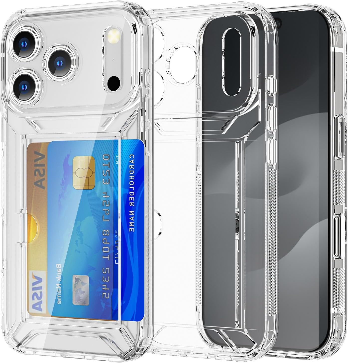 DRQSFA-Compatible with iPhone 17 Pro Max Case with Card Holder Clear ...