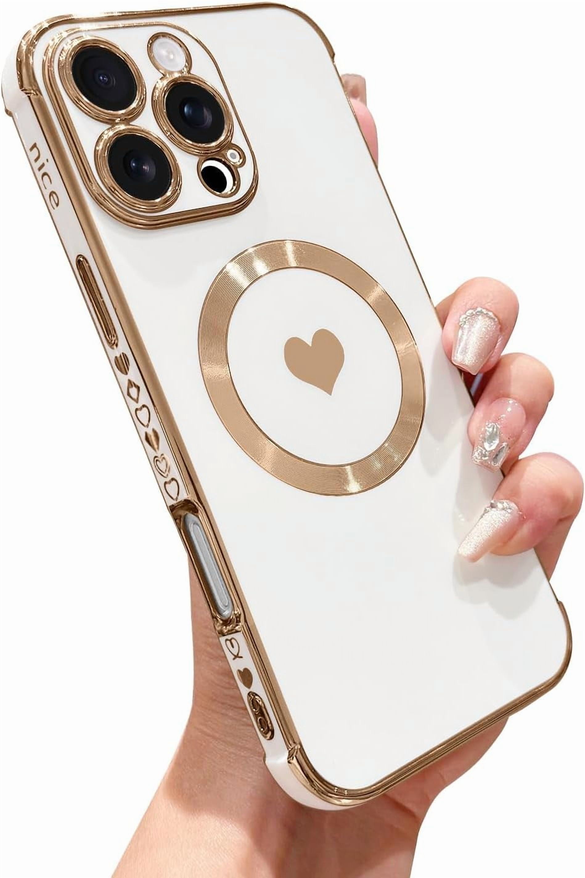 DRQSFA-Magnetic Case for iPhone 16 Pro Women Girl Luxury Plating Cute ...