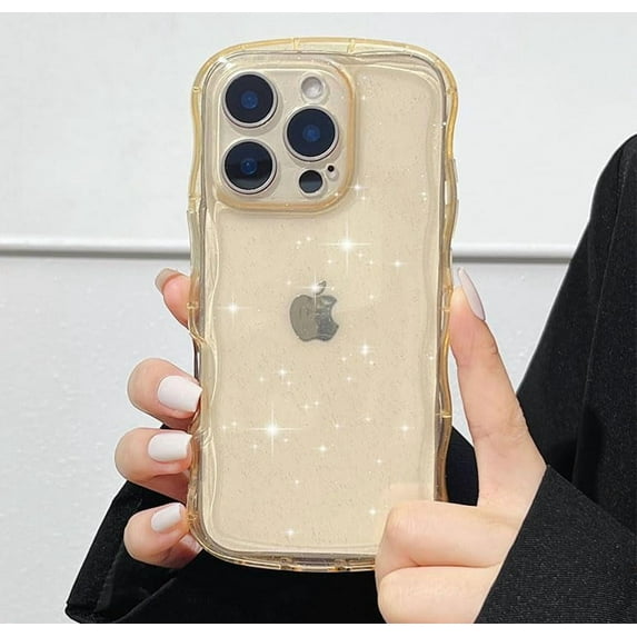 DRQSFA-Phone Case for iPhone 16,Cute Clear Curly Wavy Frame Wave Case ...