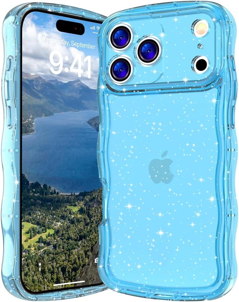 DRQSFA-Phone Case for iPhone 17,Cute Clear Curly Wavy Frame Wave Case ...