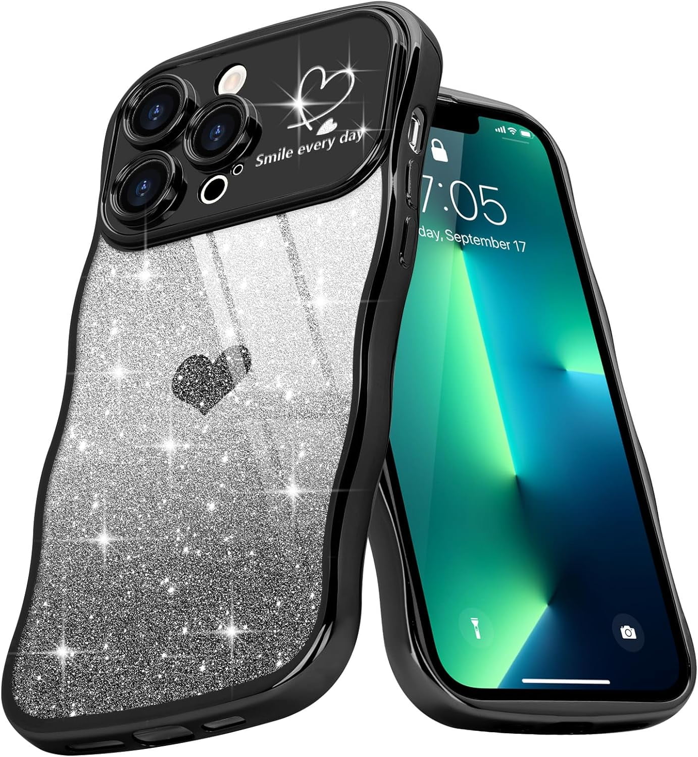 DRQSFA-for iPhone 13 Pro Max Case for Women Girls Cute Curly Wavy Frame ...