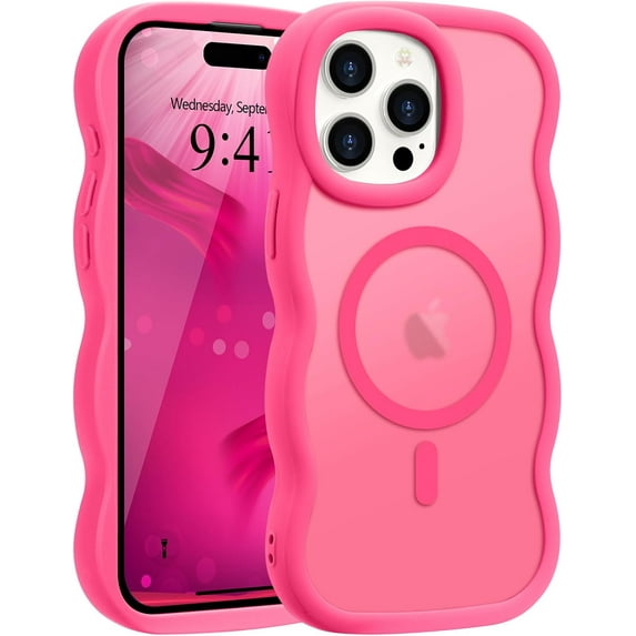 DRQSFA-for iPhone 15 Pro Case, Curly Wavy Frame Hard Translucent Clear ...