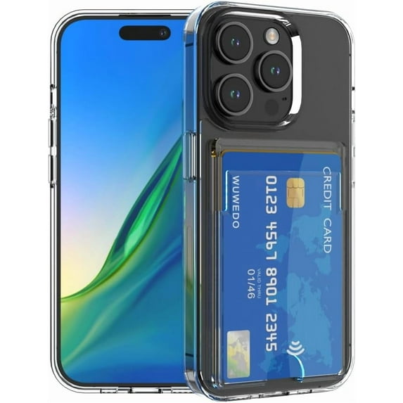 DRQSFA-for iPhone 15 Pro Clear Card Case - Hybrid Slim Fit Wallet with ...