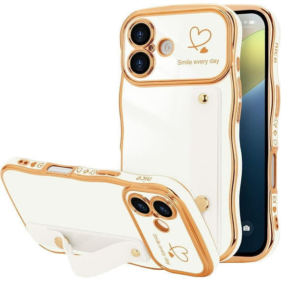 DRQSFA-for iPhone 16 Case for Women Girls with Strap, Wave Frame Cute ...