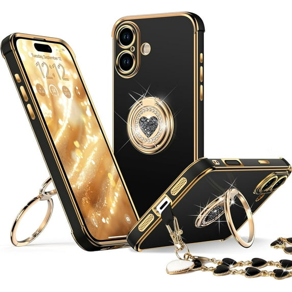 DRQSFA-for iPhone 17 Case with Stand, Phone Case with Double Ring ...