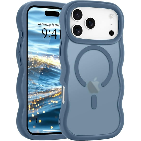 DRQSFA-for iPhone 17 Pro Max Case, Curly Wavy Frame Hard Translucent ...