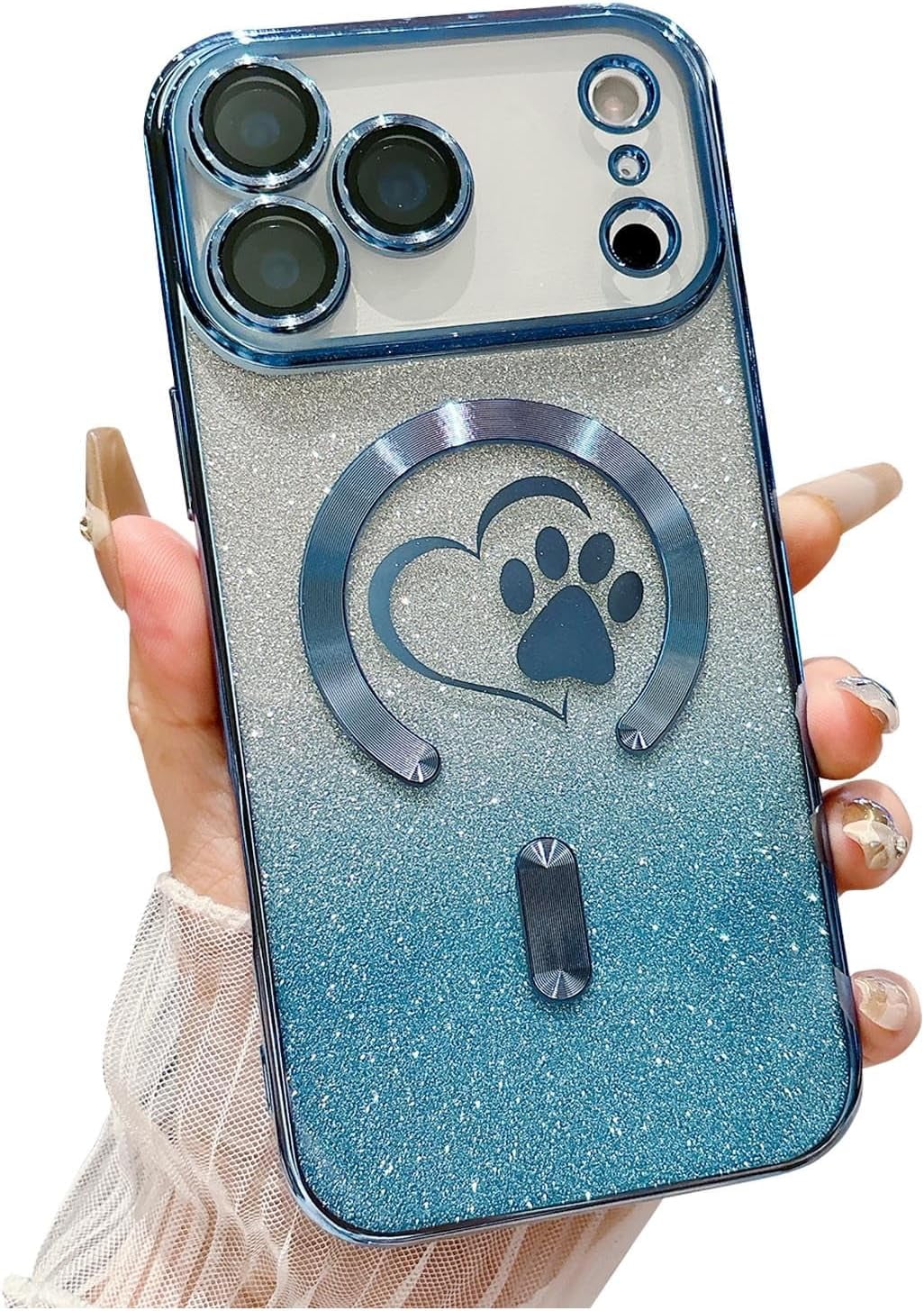 DRQSFA-for iPhone 17 Pro Max Case, Glitter Clear Cute Paw Love Heart ...
