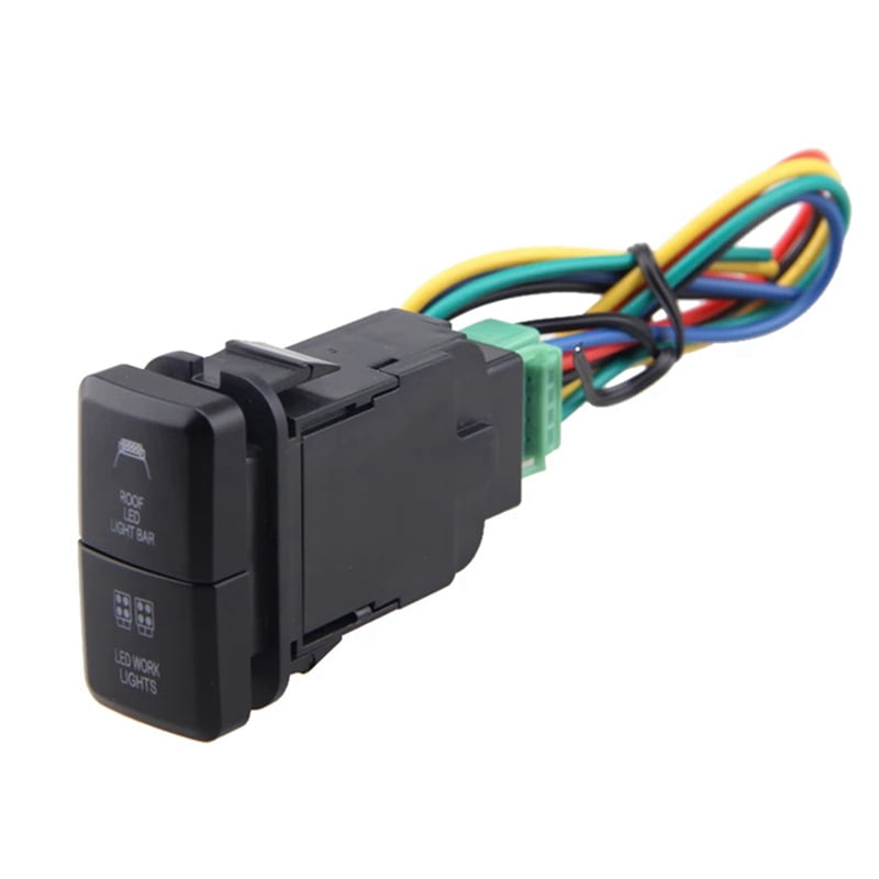 DRTBAC 2Pcs 12V Car Dual Light Bar Blue/Green On-Off Push Switch Button ...