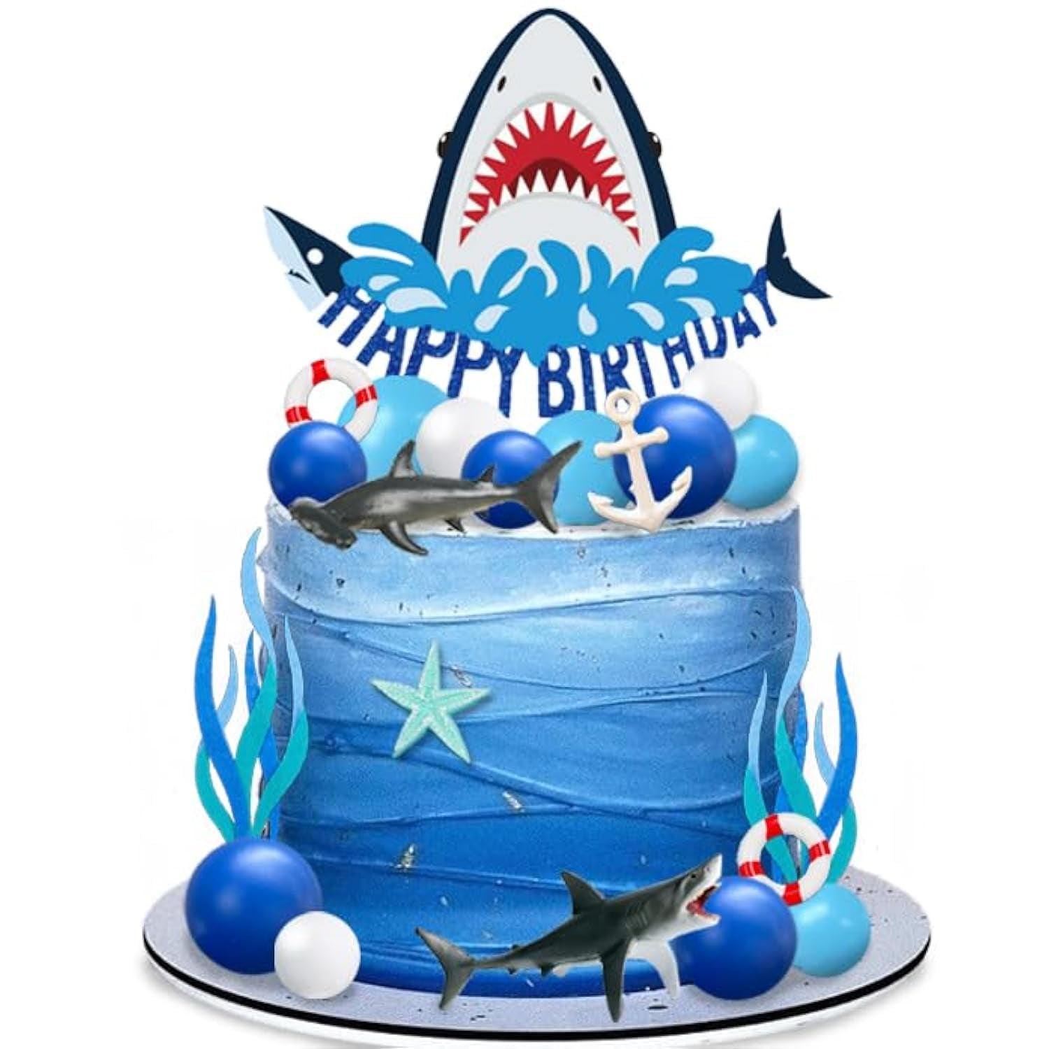 DRWATE 22 PCS TWE5 Shark Cake Topper Shark Figurines Decorations for ...