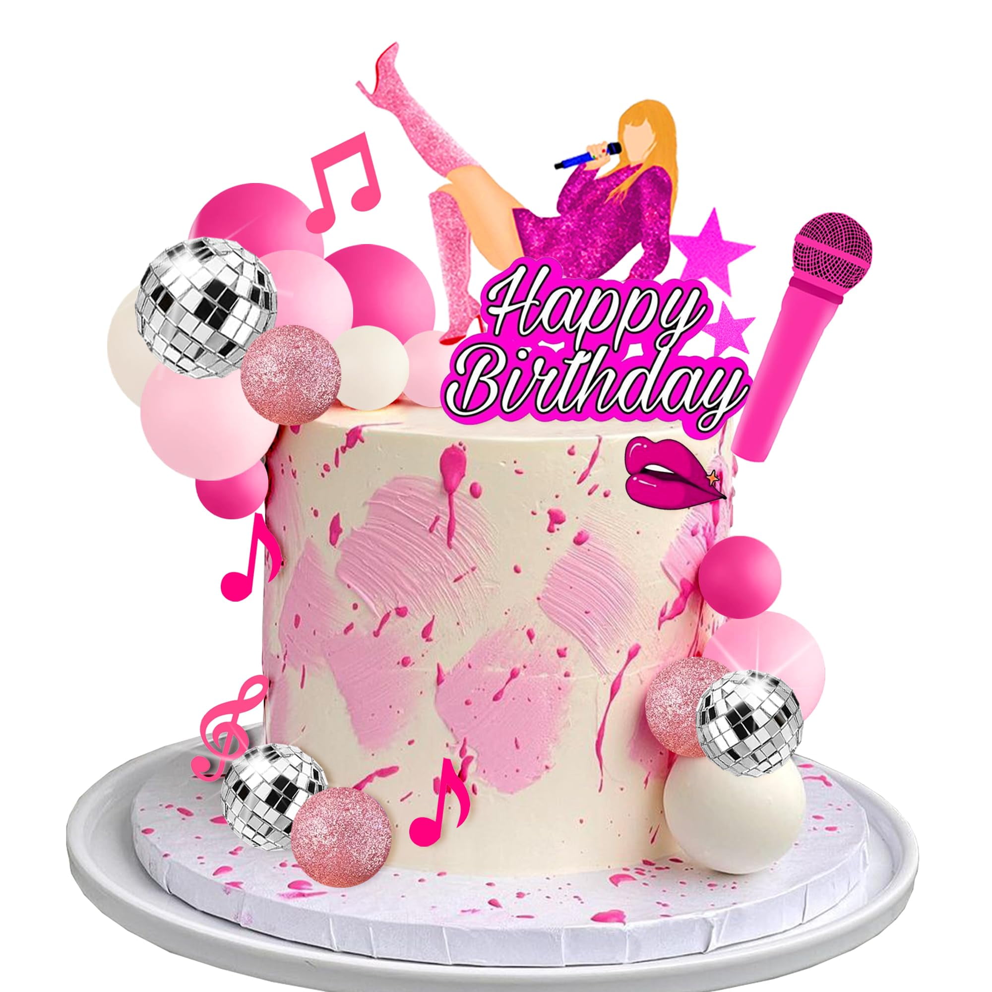 DRWATE 26 PCSTRDN Music Cake Toppers Pink Girl Birthday Cake Topper and ...